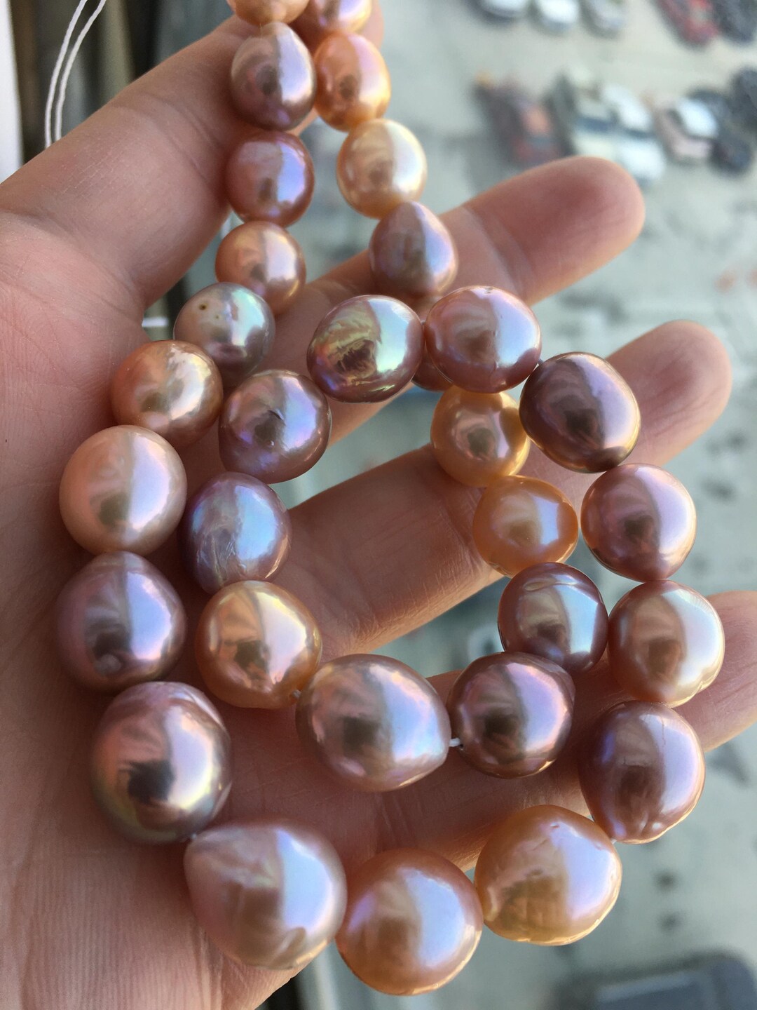Natural Pink&purple Edison Pearl Bead String With Metallic Hue,esl210 ...