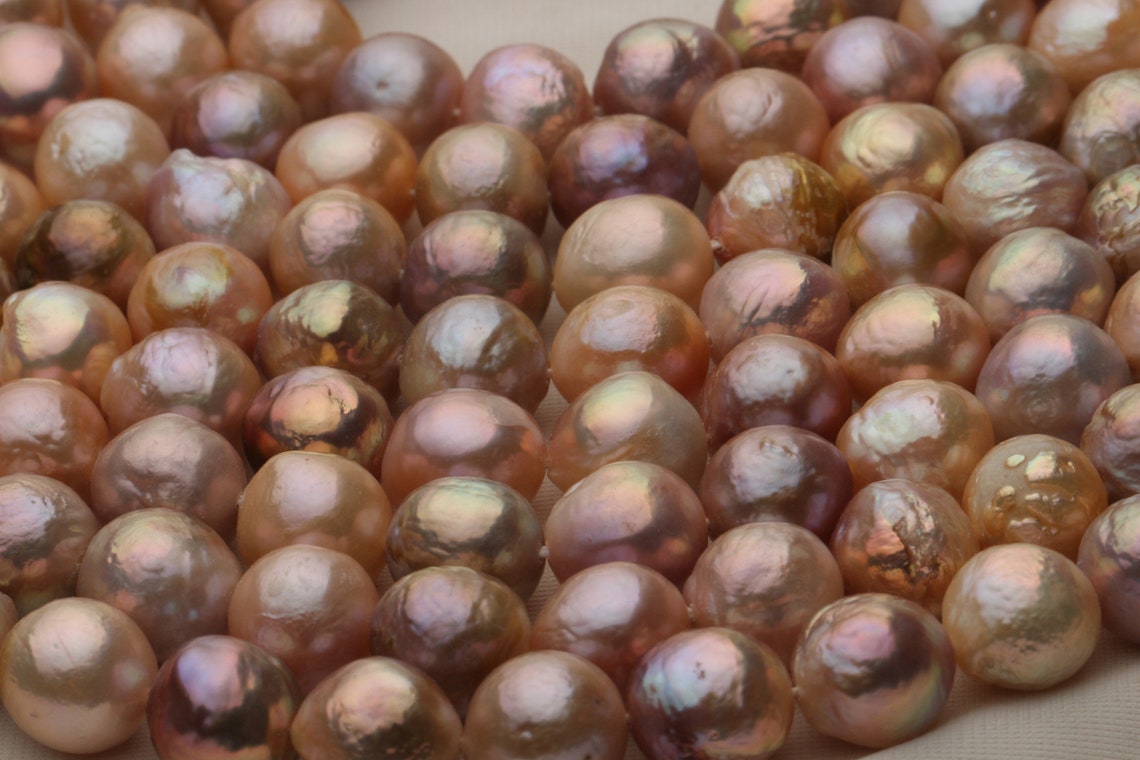 Natural Metallic Multi-color Ripple Pearl Strand, Natural Mixed Color ...