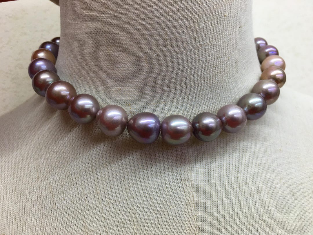 Large Metallic Purple Color Freshwater Nucleated Pearl Strand|natural ...