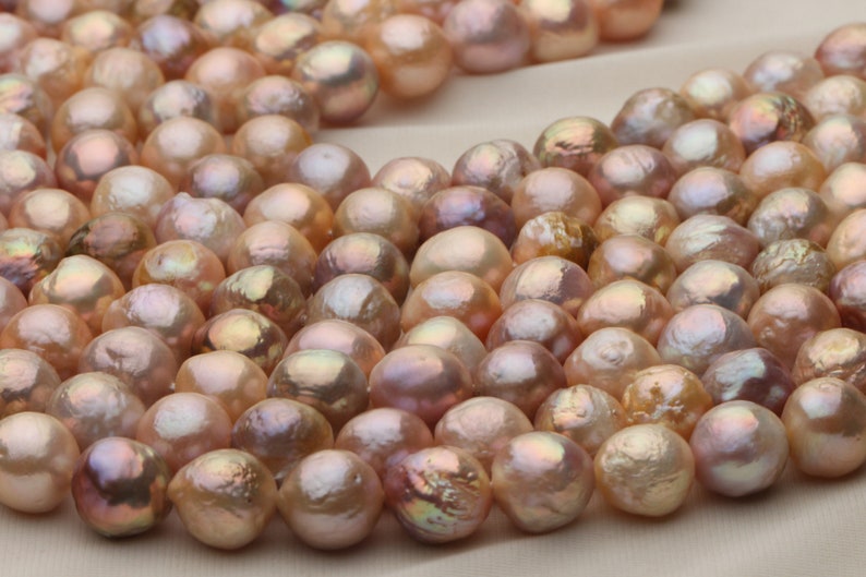 Metallic Ripple Edison Pearl Strand, Mixed Color Baroque Pearls, 16 ...