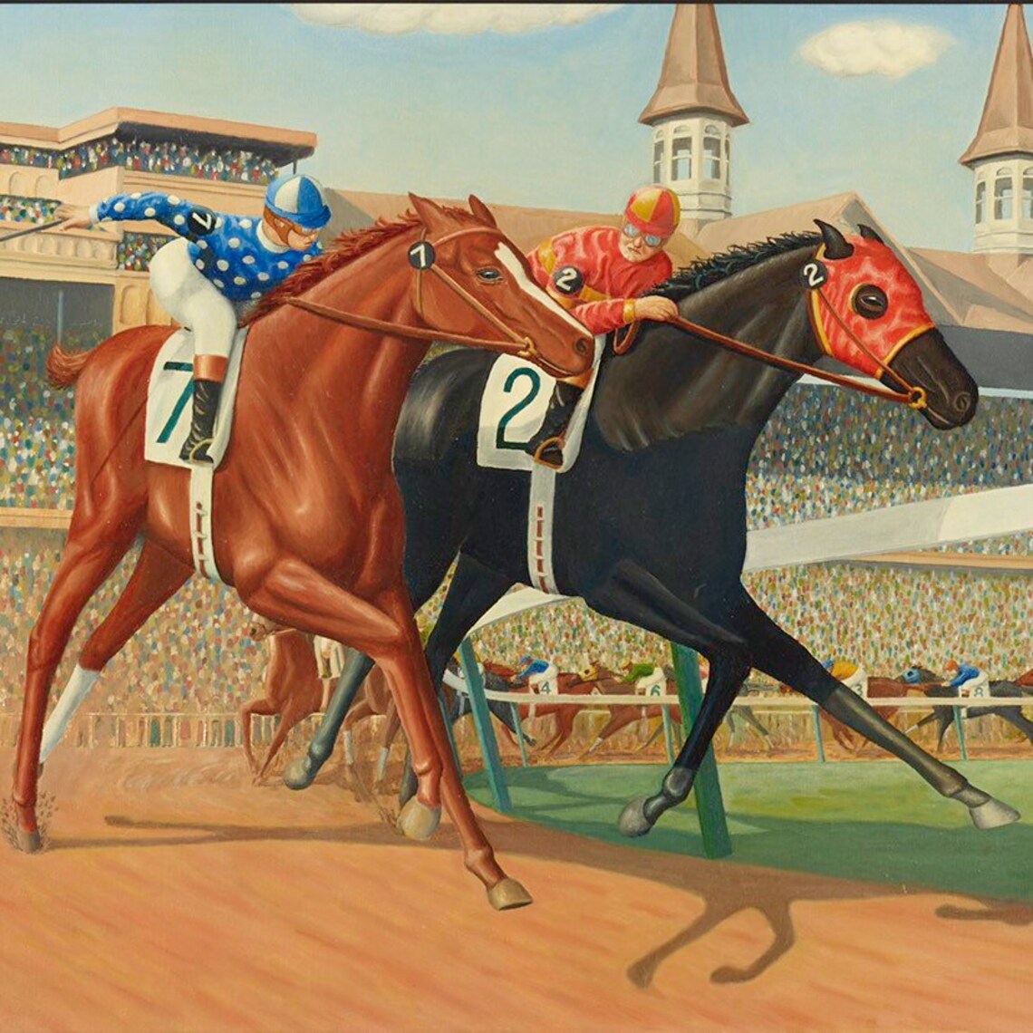 Charming Large Acrylic Painting on Canvas of Kentucky Derby Race - Etsy