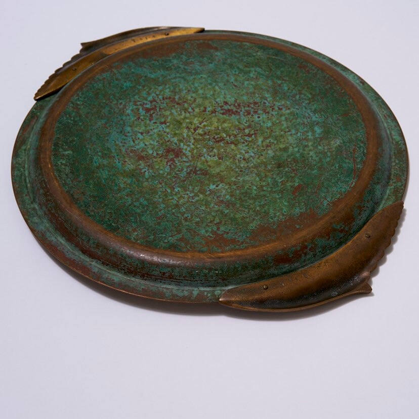 Large Arts and Crafts Signed Carl Sorensen Bronze Tray With Verdigris ...