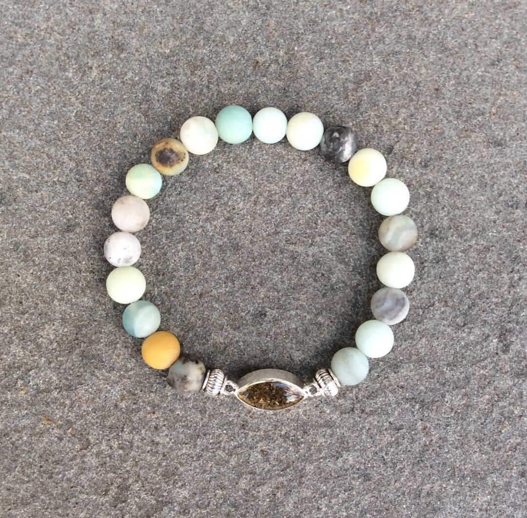 Matte Flower Amazonite Shore Line Sand Bracelet - Etsy