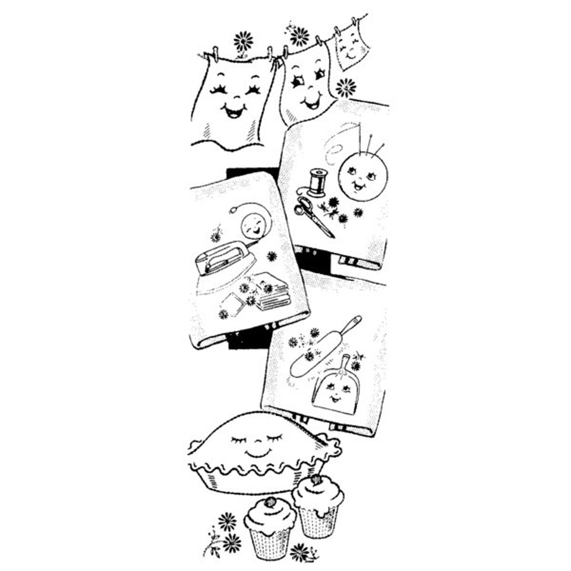 IVAB7478 6 Happy Helper Designs for Towels and Cloths Vintage ...