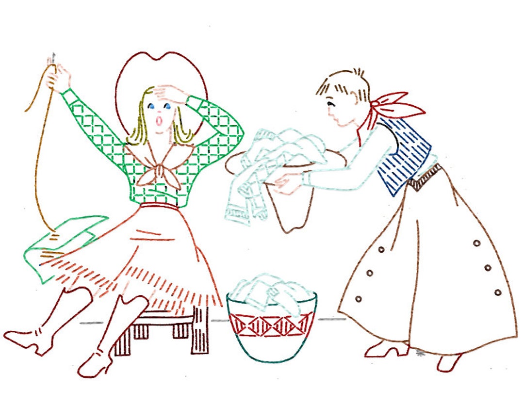 IVAB6372 Silly Western Cowboy Cowgirl Couple Tea Towel Designs Vintage ...