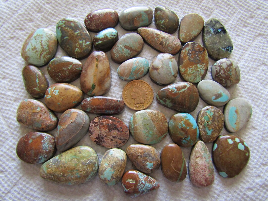 36 Ribbon Boulder Turquoise Cabs 600 Carats Wholesale Lot American ...
