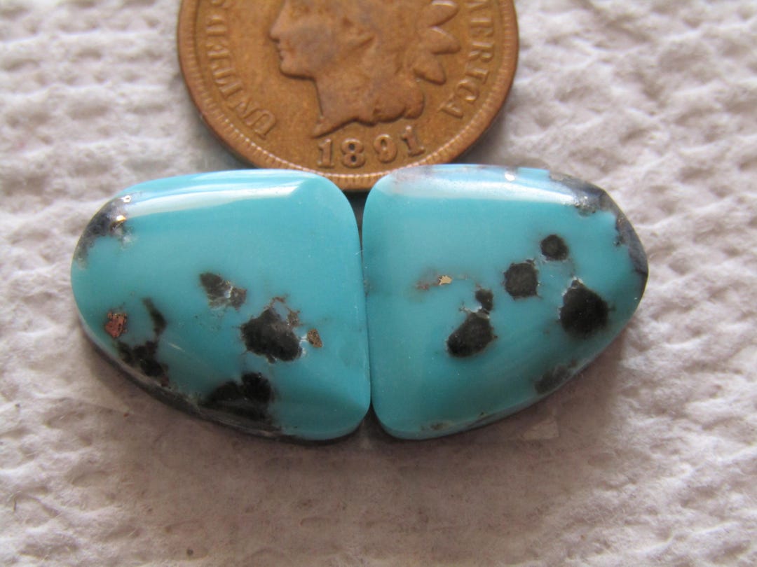 2 Campitos Turquoise Cabs 20 Carats Cabochons Baby Blue Hand Cut ...
