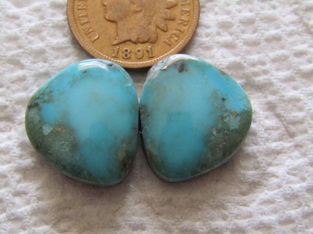 2 Campitos Turquoise Cabs 20 Carats Cabochons Baby Blue Hand Cut ...