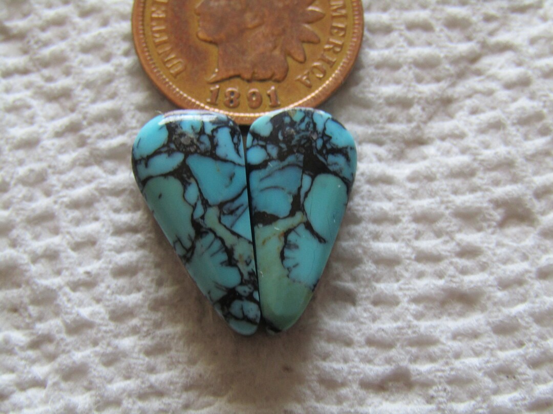 2 Turquoise Inlay Cabs 10 Carats American Cabochons Matching Sets Inlay ...