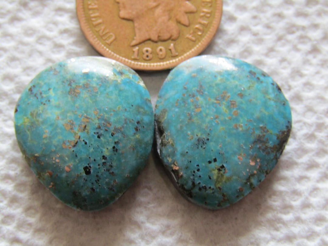 2 Campitos Turquoise Cabs 27 Carats Cabochons Baby Blue Hand Cut ...