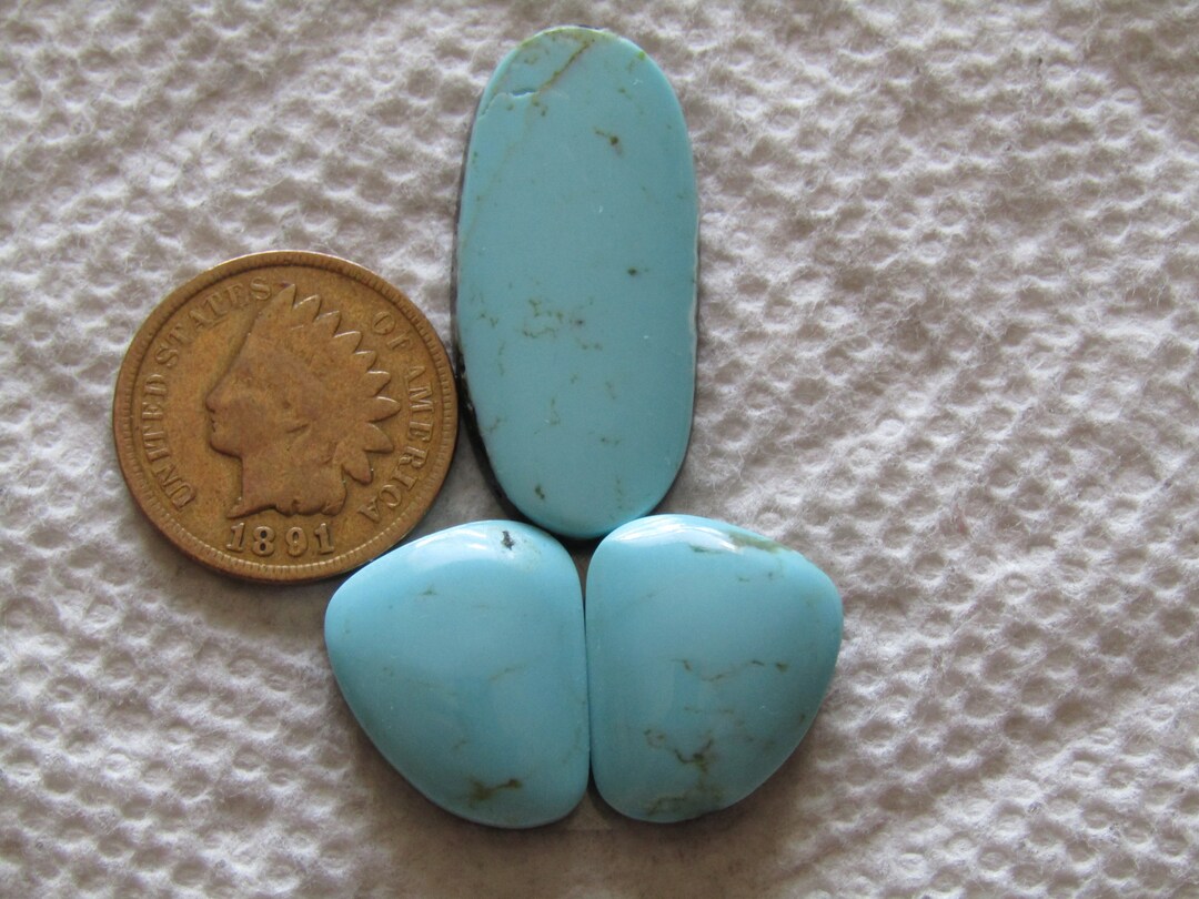 3 Tyrone Turquoise Cabochon 26 Carat New Mexico American Cab Matching ...