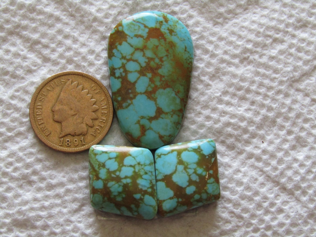 3 Tyrone Turquoise Cabochon 45 Carat New Mexico American Cab Matching ...