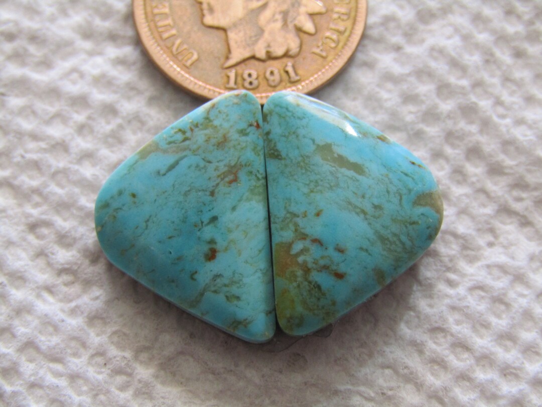 2 Tyrone Turquoise Cabochon 15 Carat New Mexico American Cab Matching ...