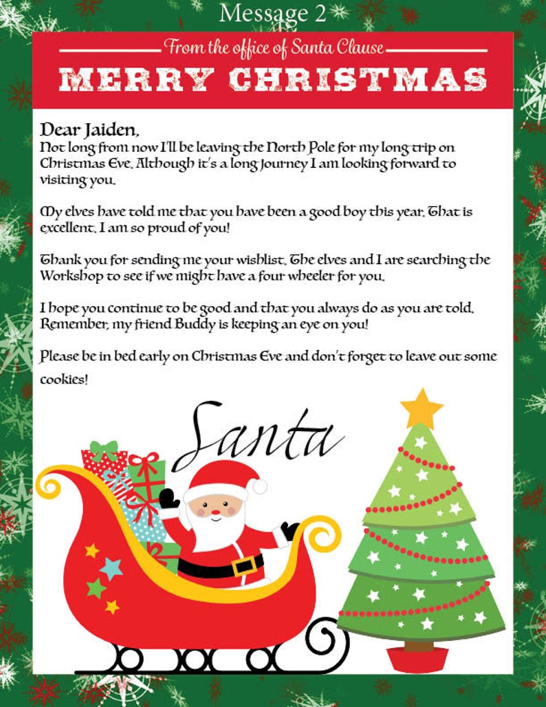 Personalized Message From Santa - Etsy