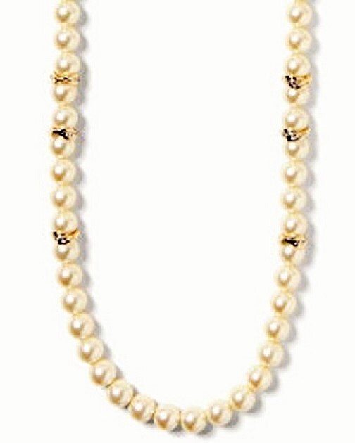 Classic & Elegant Glass Pearl Necklace With Rhinestone and Gold Tone ...