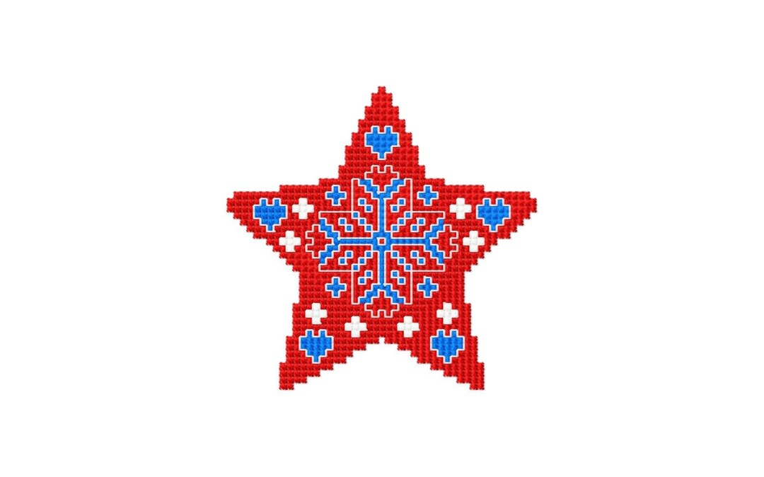 Christmas Star - Machine Embroidery Design - 2 Sizes,five Pointed Star ...