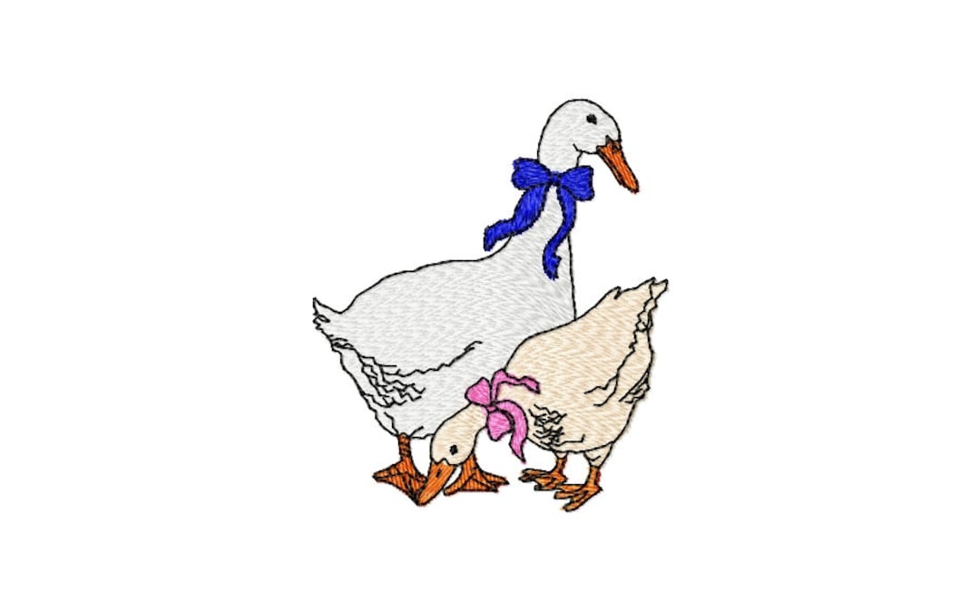 Goose and Goose With Bows on the Neck - Machine Embroidery Design 3 ...