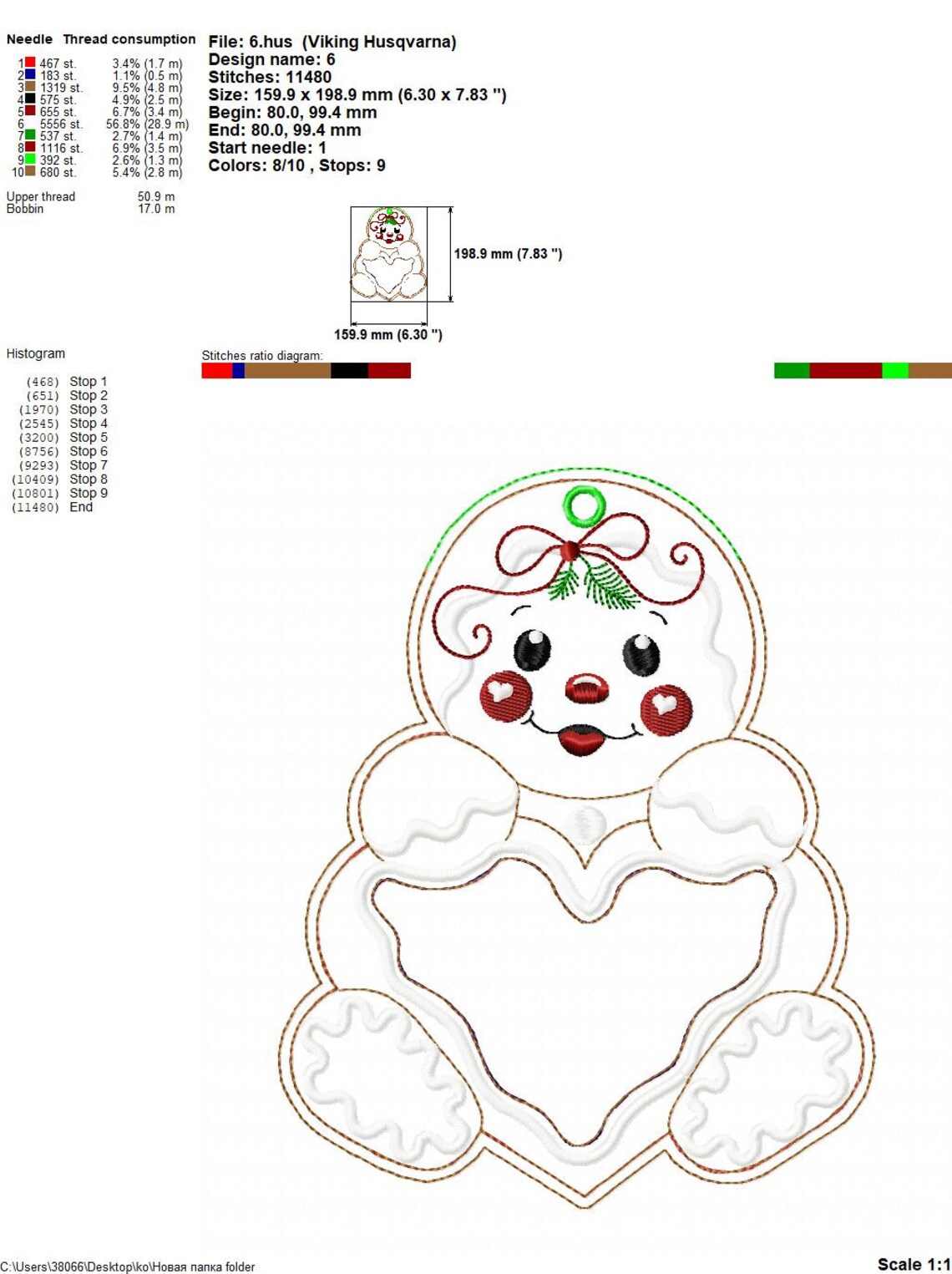 Gingerbread Man ITH Souvenir Treat Bag Machine Embroidery Design in ...