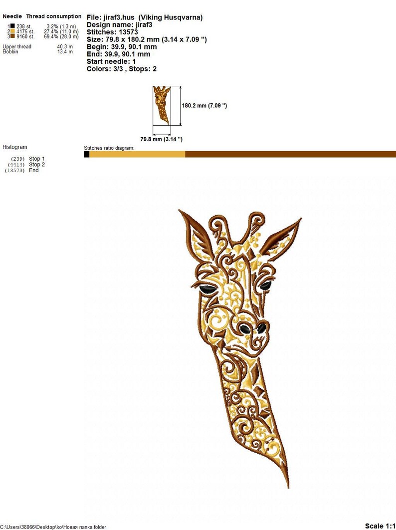 African Giraffe Head Machine Embroidery Design 4 Sizes - Etsy