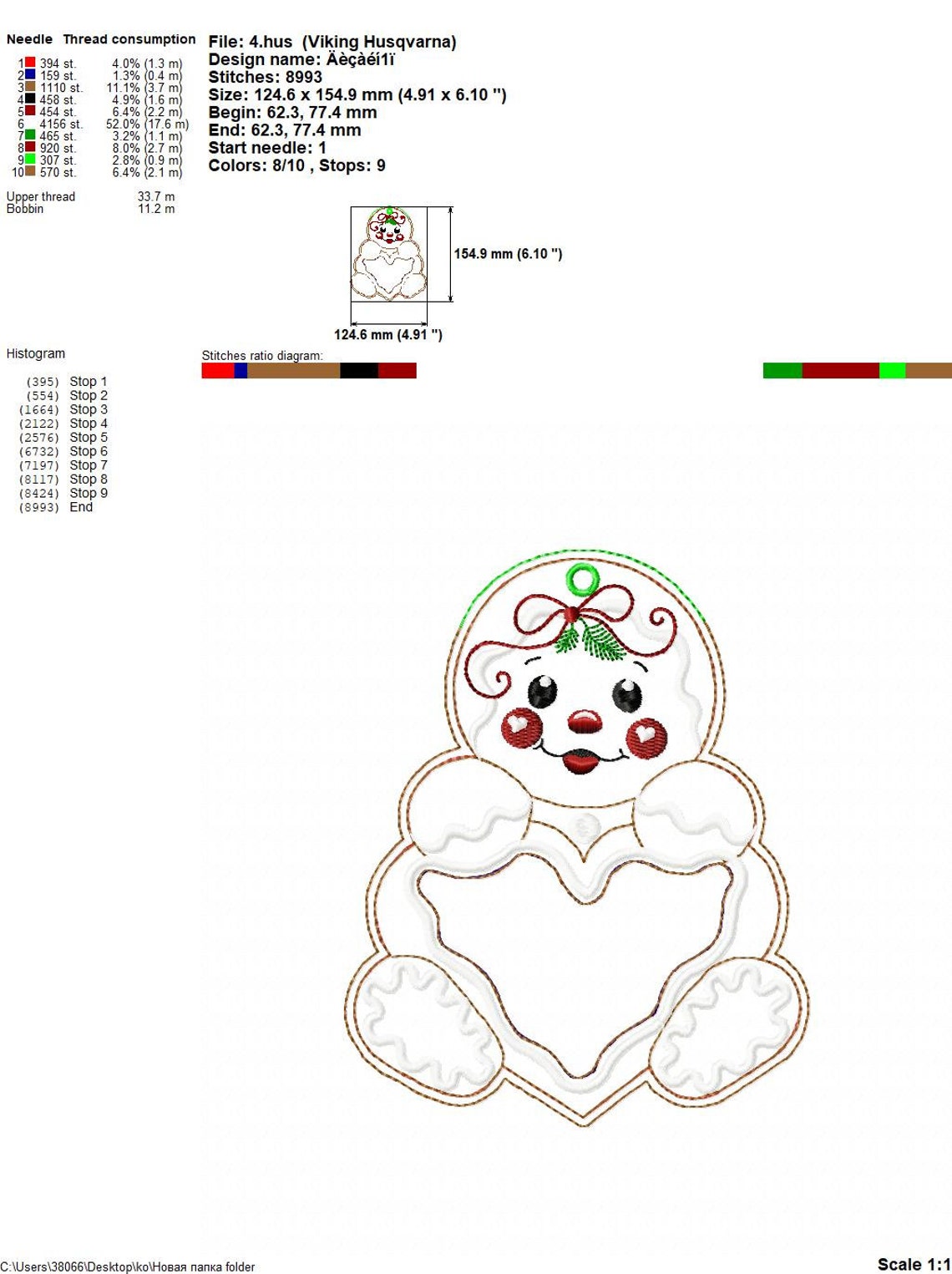 Gingerbread Man ITH Souvenir Treat Bag Machine Embroidery Design in ...