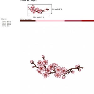 Graceful Spring Cherry Blossom Branch - Machine Embroidery Design - 7 ...