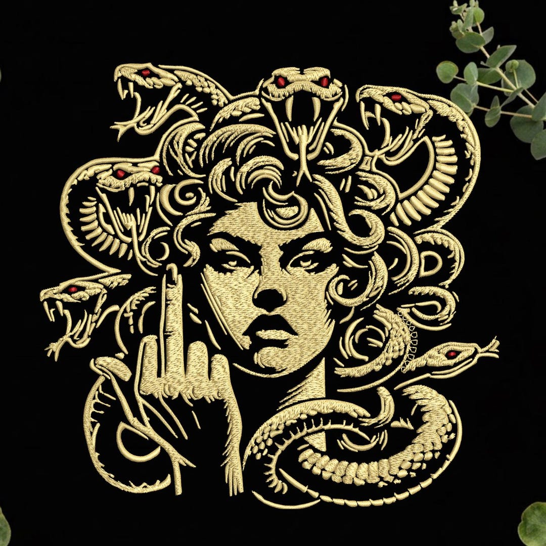 Medusa Gorgon Face With Curling Snakes Greek Mythology Machine ...