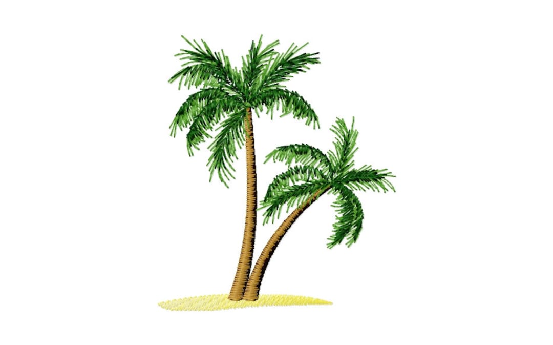 Tropical Palm Tree - Machine Embroidery Design. Two Palms on Sunny ...