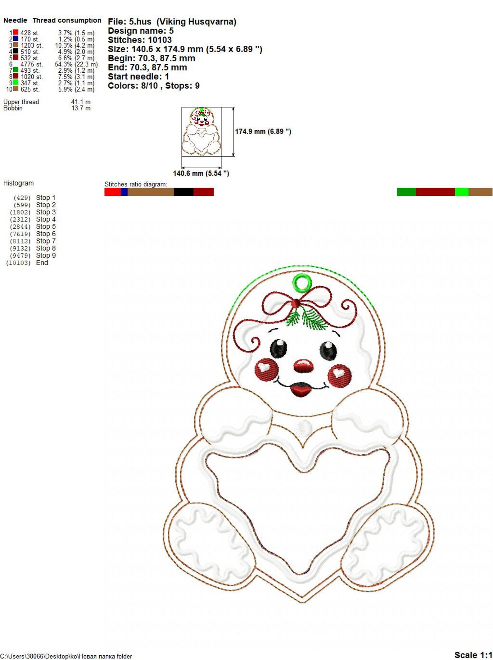 Gingerbread Man ITH Souvenir Treat Bag Machine Embroidery Design in ...