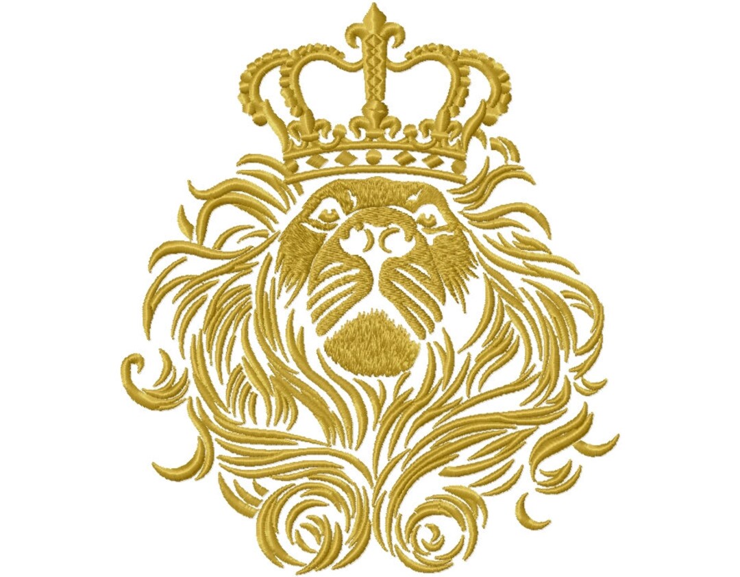 Lion King of Beasts Wearing a Royal Crown Machine Embroidery Design ...