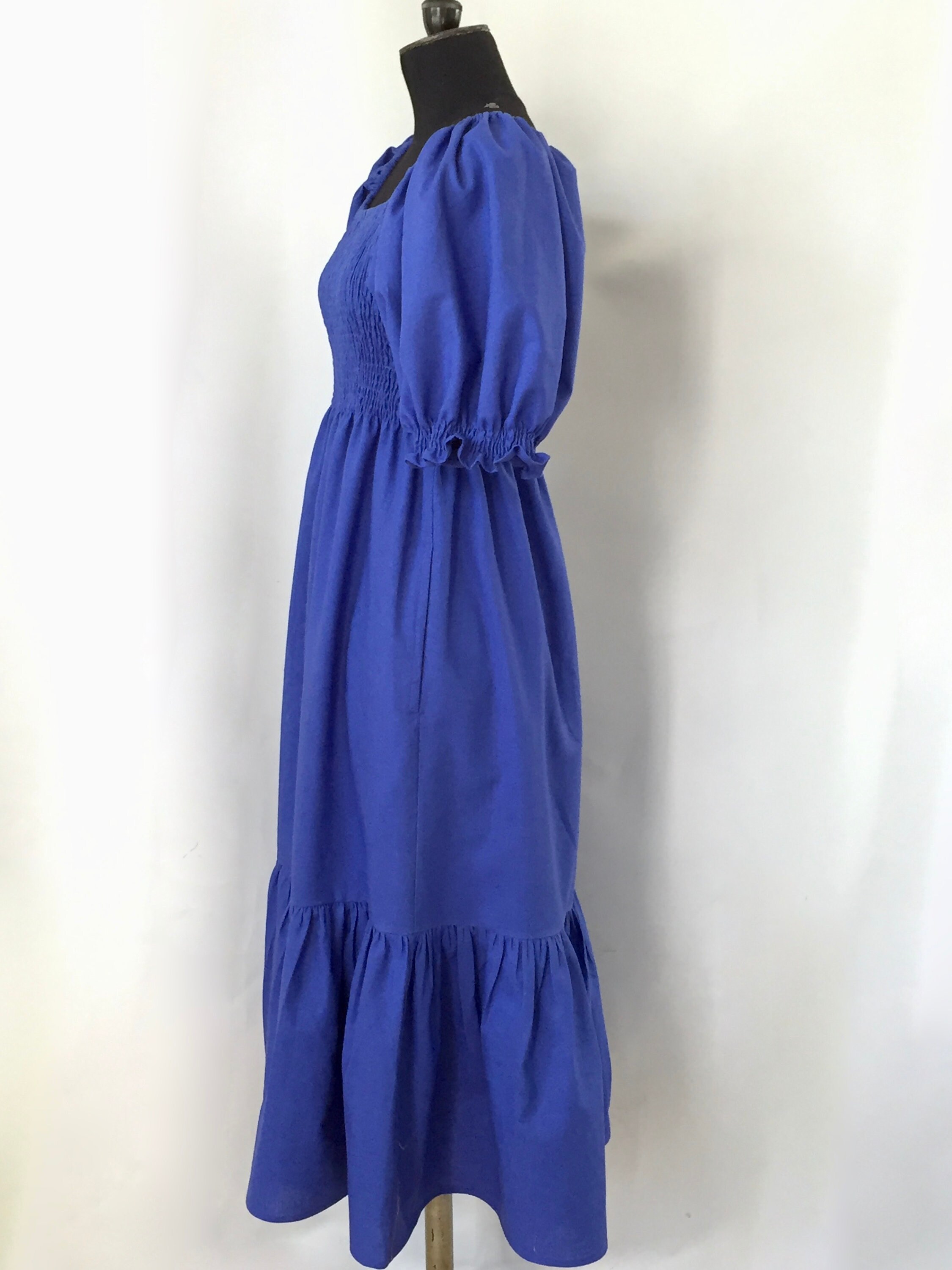 French Blue Dress Blue Linen Dress Royal Blue Midi Dress - Etsy