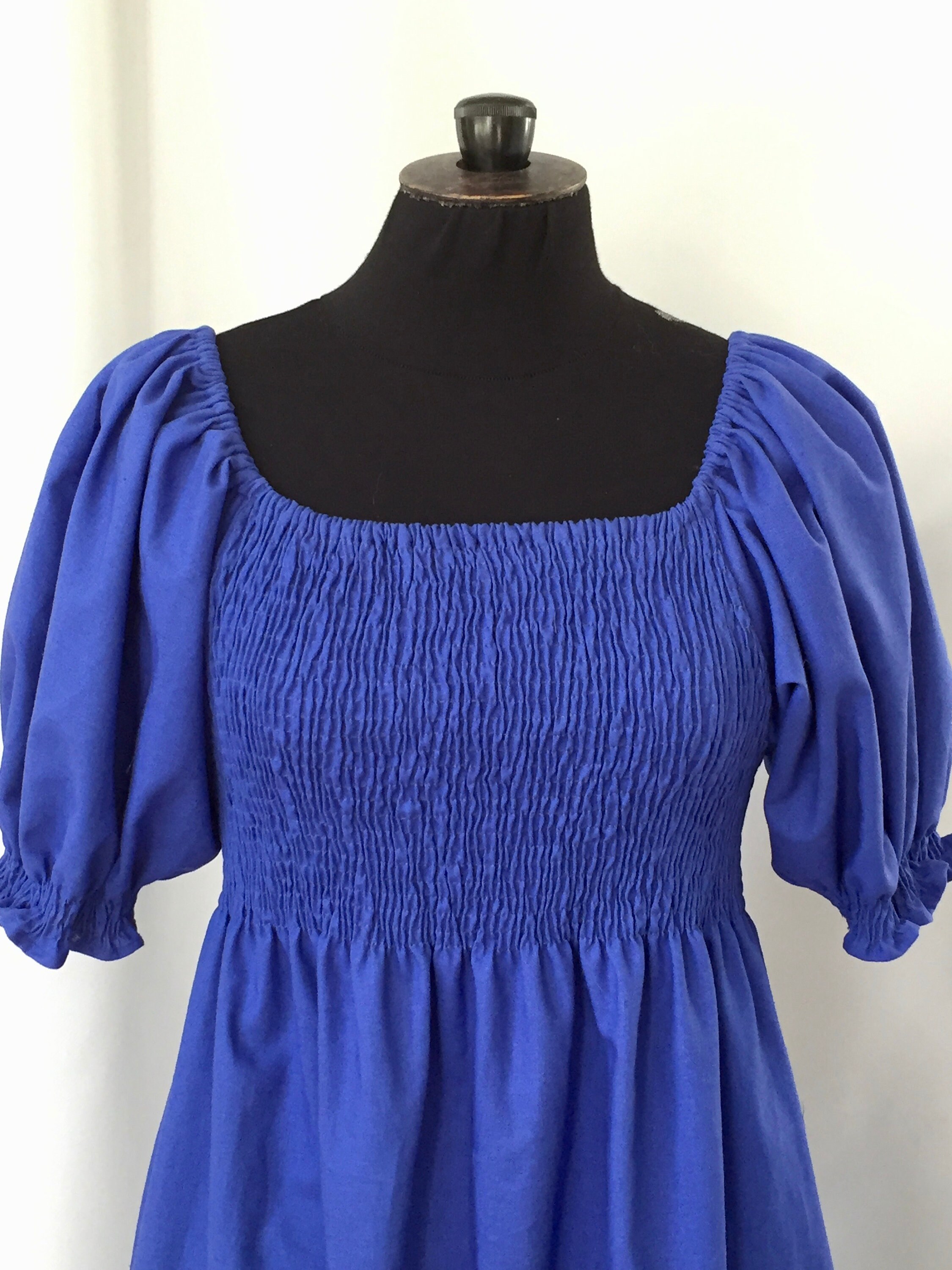 French Blue Dress Blue Linen Dress Royal Blue Midi Dress - Etsy