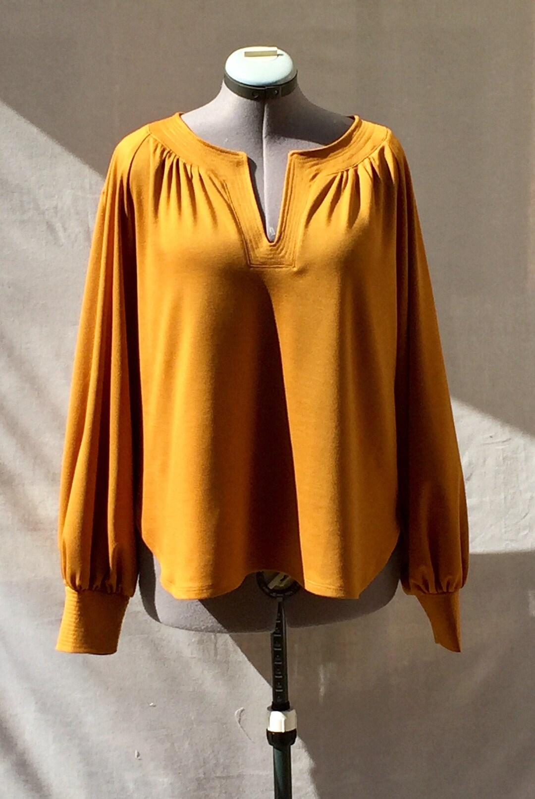 Yellow Blouse - Yellow Mustard Blouse - Sweat Shirt Blouse - Hand Made ...