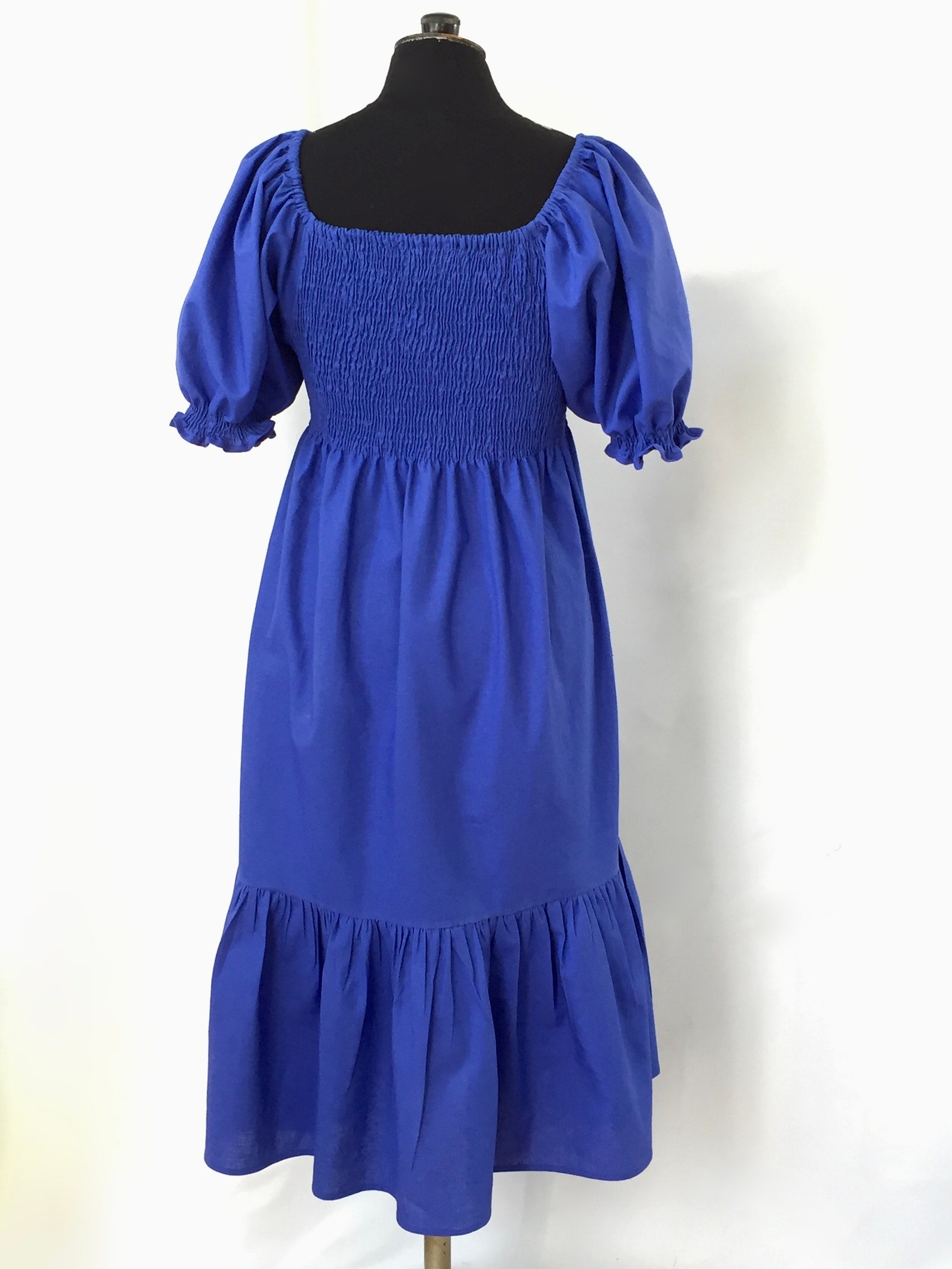 French Blue Dress Blue Linen Dress Royal Blue Midi Dress - Etsy