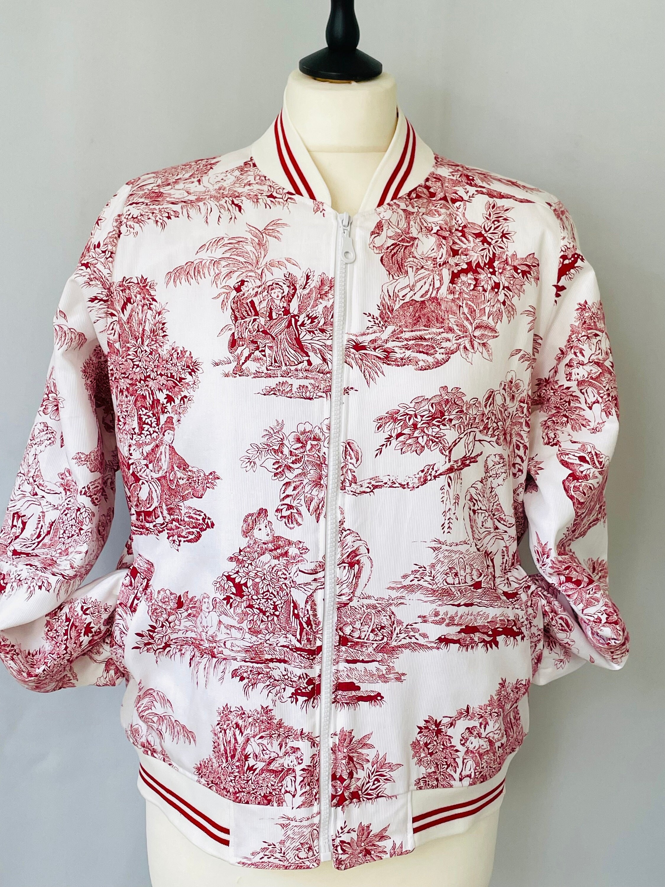 Red Toile De Jouy Bomber Jacket. - Etsy