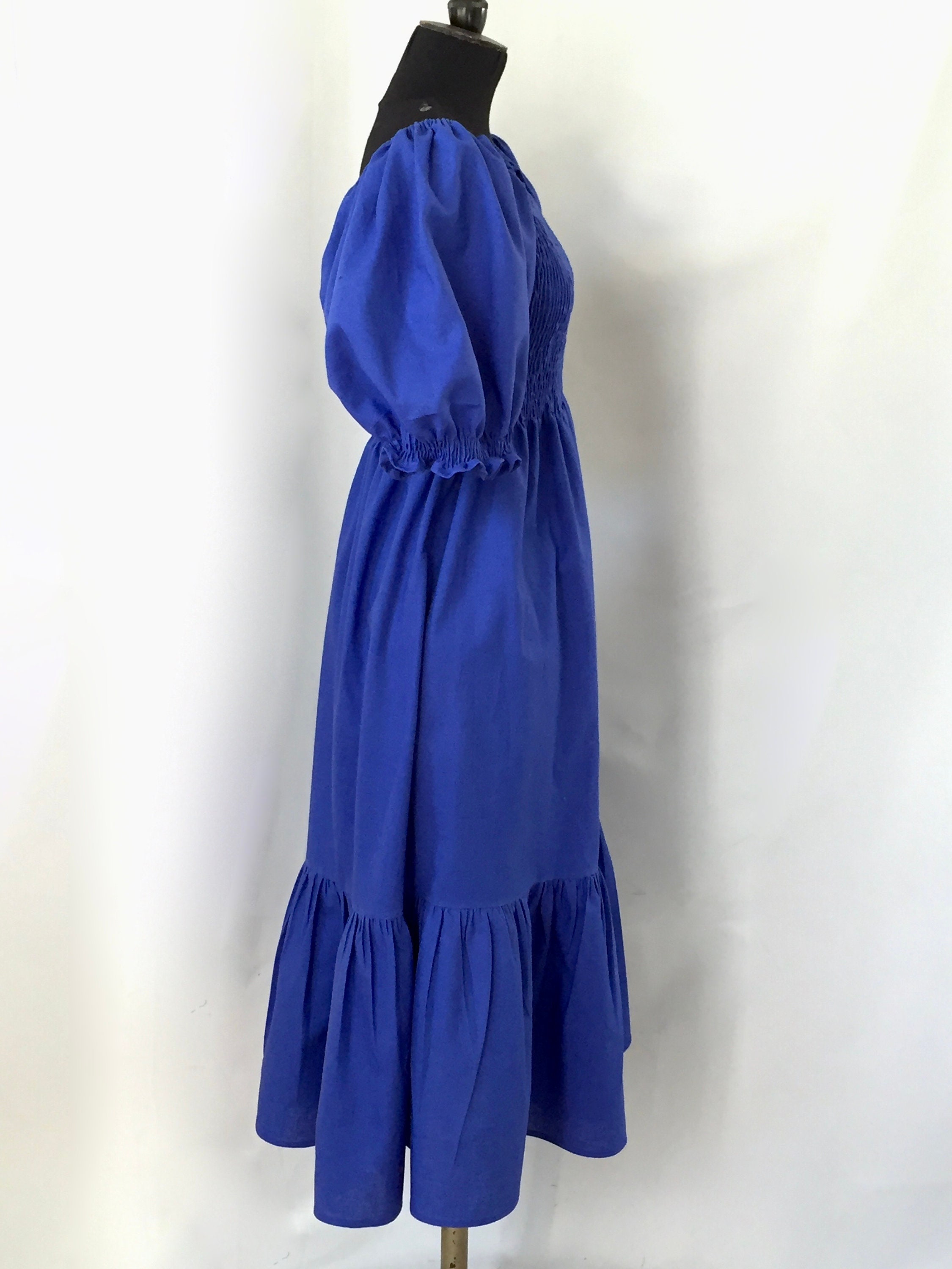 French Blue Dress Blue Linen Dress Royal Blue Midi Dress - Etsy