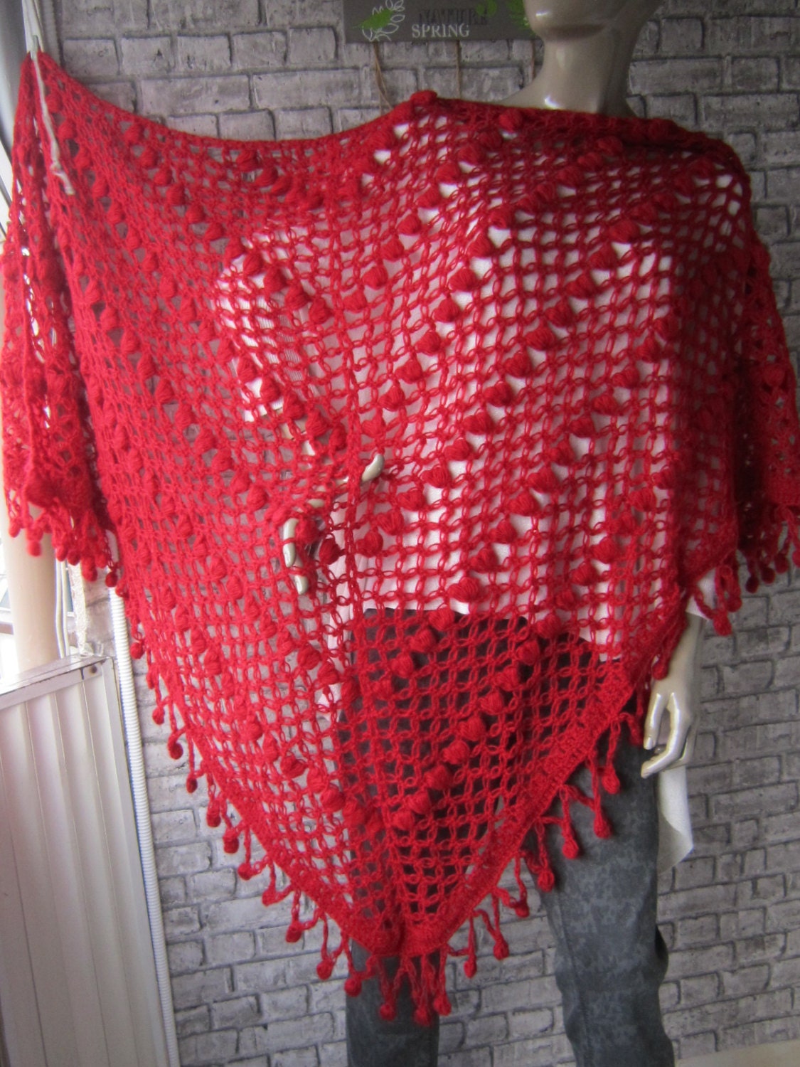 Christmas Red Shawl Crochet Women Shawl Crochet Shawl Scarf - Etsy