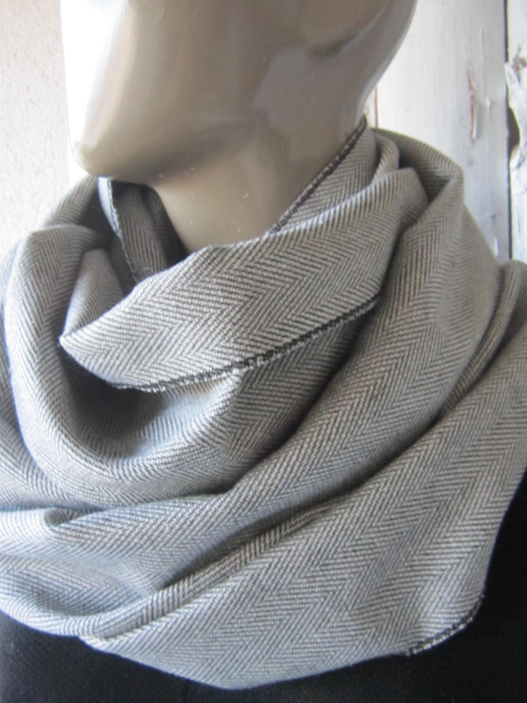 Herringbone Men Scarf Grey Infinity Men Scarf Gift Men - Etsy UK