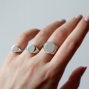 Custom Made, Men's Big Circular Faced 925 Sterling Silver Signet Ring ...