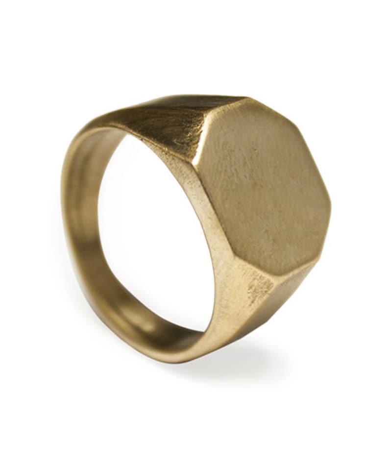 Custom Made Men's Octagon Faced Brass Signet Ring | Etsy