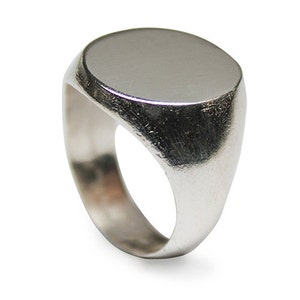 Custom Made, Men's Big Circular Faced 925 Sterling Silver Signet Ring ...