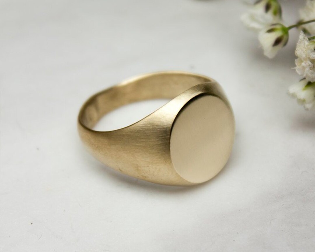 Men's Big Oval Classic Brass Signet Ring, Classic Signet Ring, Brass ...