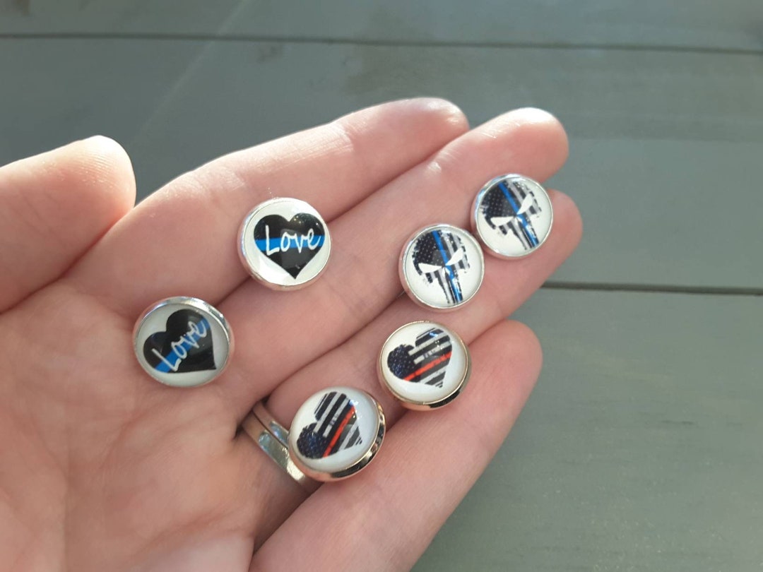 Police Studs . Firefighter Studs . Thin Line . - Etsy