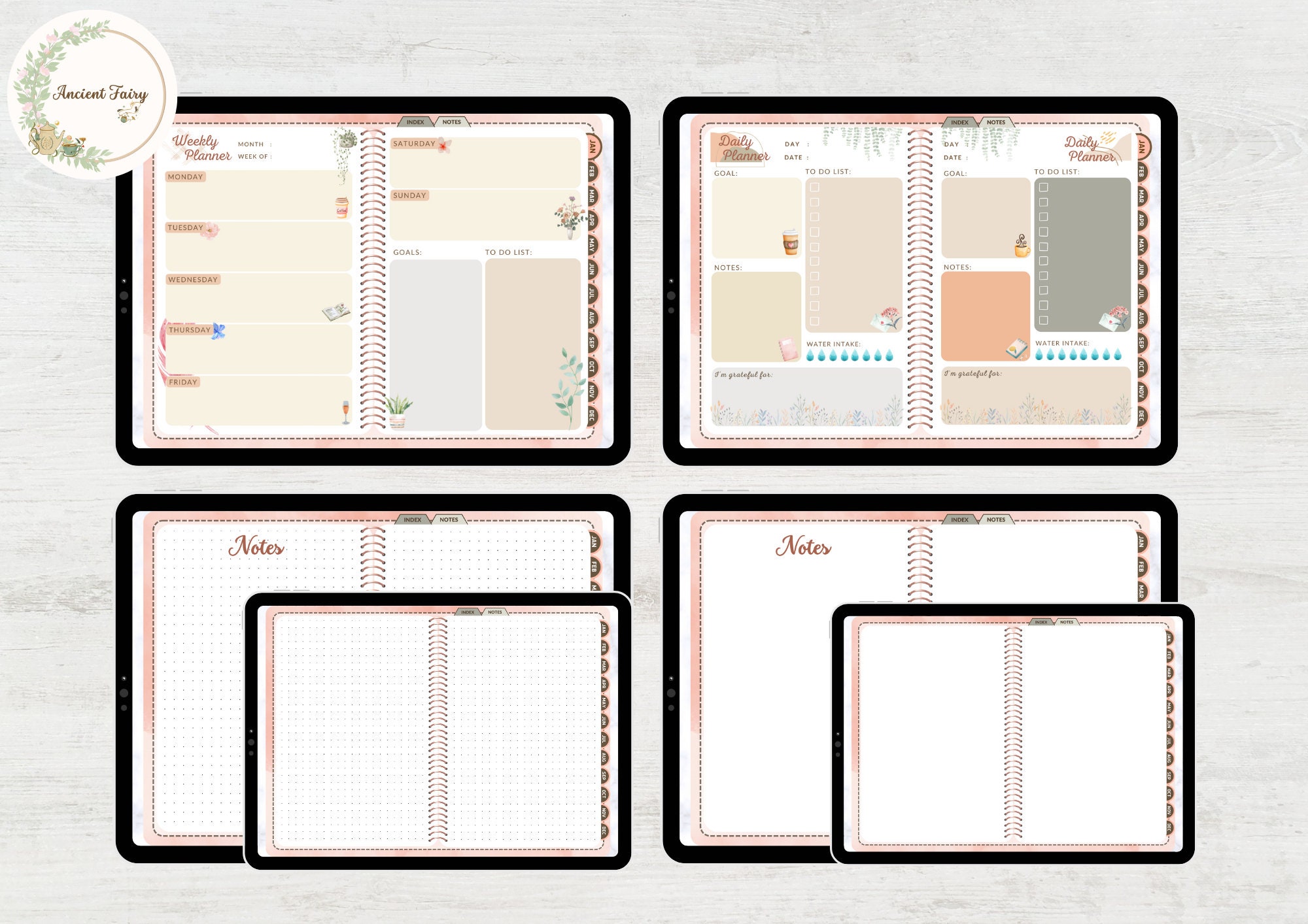 Undated Digital Planner With Hyperlink, Reusable for Any Year ...