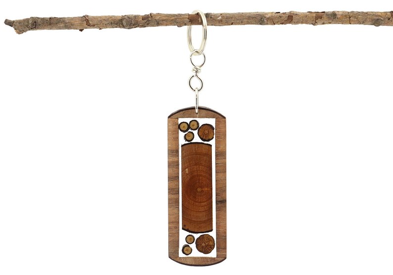 3D Log Effect Organic Keychain Mahogany Wood Resin Stump Pendant Eco ...