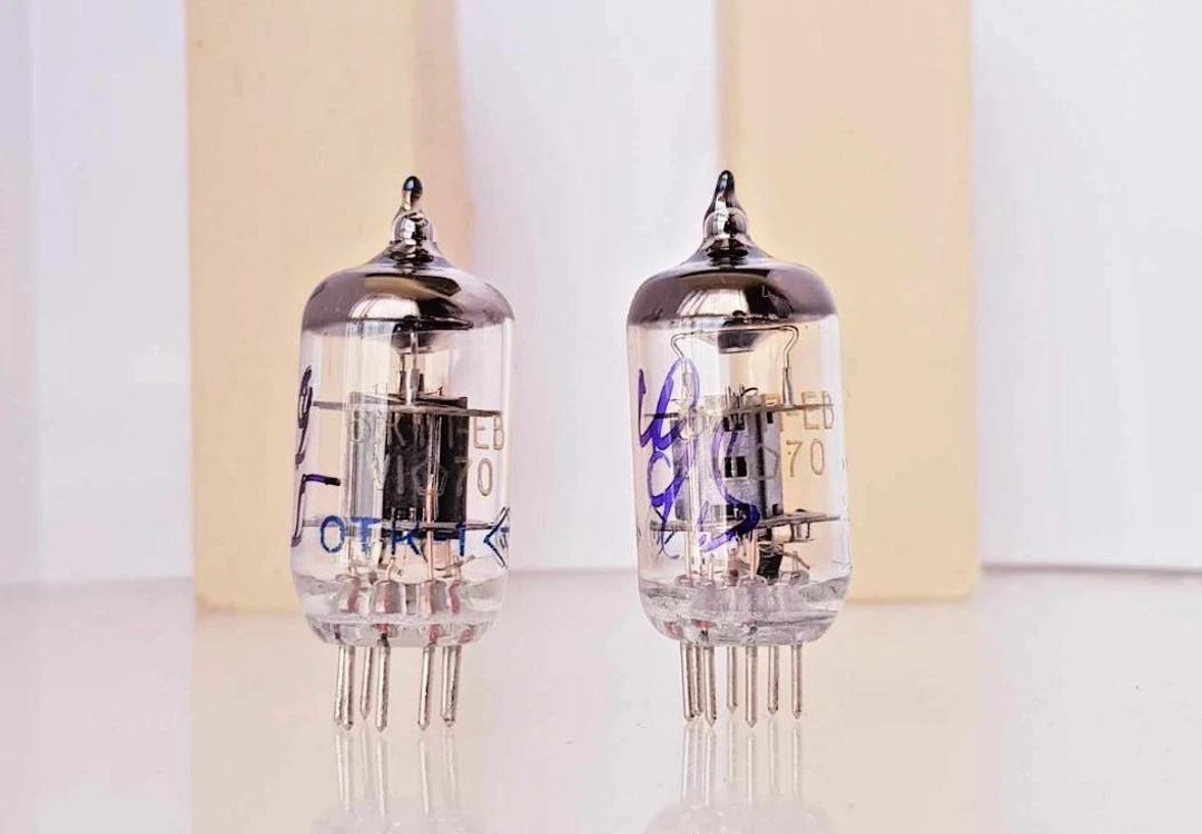 Matched Pair 6J1P-EV Nevz Tubes, 1970y Vintage HF Pentode EF95 6F32 ...