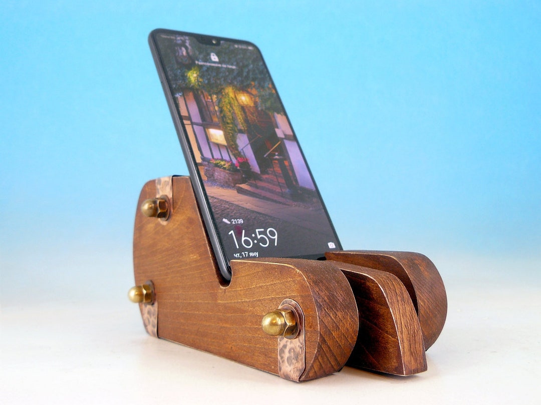 Handcrafted Cherry Wood Phone Dock: Steampunk Style iPhone Holder - Etsy