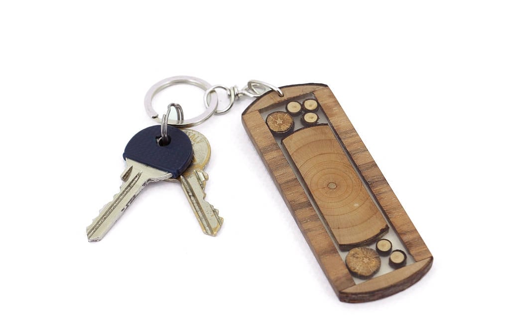 3D Log Effect Organic Keychain Mahogany Wood Resin Stump Pendant Eco ...