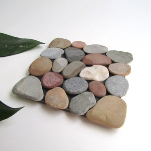 Pebble Coaster, Stone Mosaic Coaster, Coastal Beverage Coaster, Drink ...