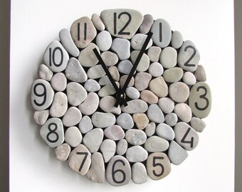 Stone Clock 10 Pebble Art Clock Stone Wall Clock - Etsy