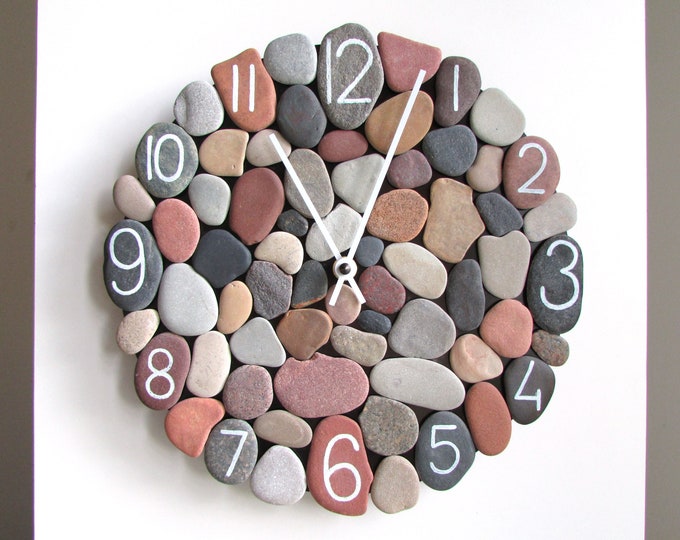 Stone Clock 10 Pebble Art Clock Stone Wall Clock - Etsy